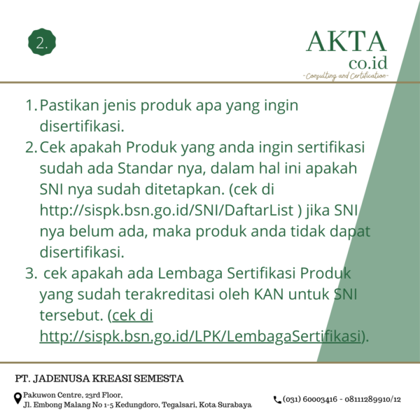 Prosedur Pengajuan Sertifikat SNI Produk - Akta.co.id